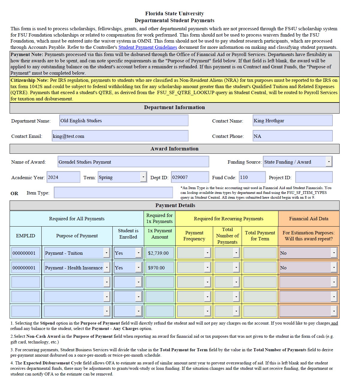 Student Payment Form & Instructions | Controller's Office